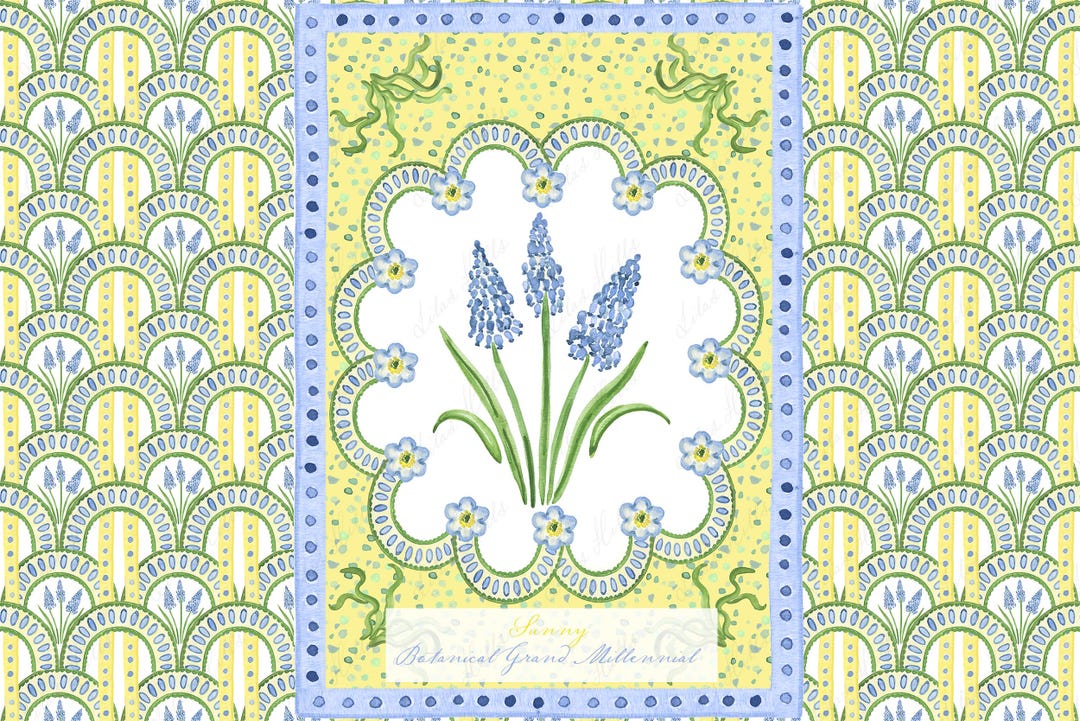 Blue Botanical Flower Watercolor Clipart, DIY Nursery Artwork (digital ...