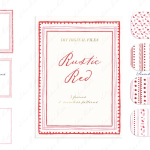 Rustic Red. Romantic Valentines Day DIY Digital Clipart. Digital Paper ...