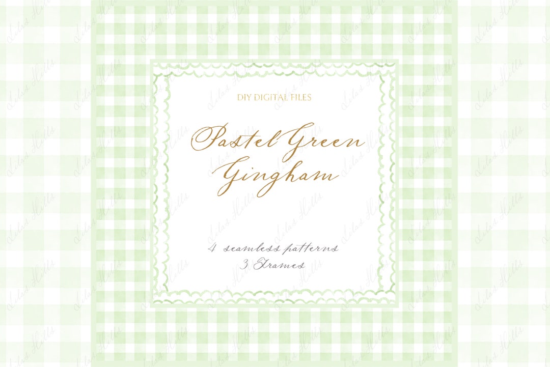 Gingham Pastel Green Pattern Frames DIY Baby Shower Invitation Digital ...