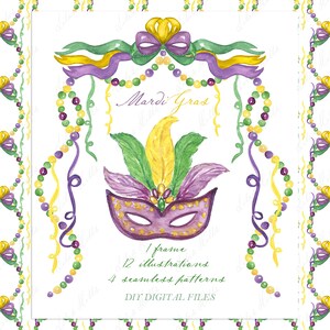 Mardi Gras DIY Digital Clipart. Vintage Card Digital Paper Frames - Etsy