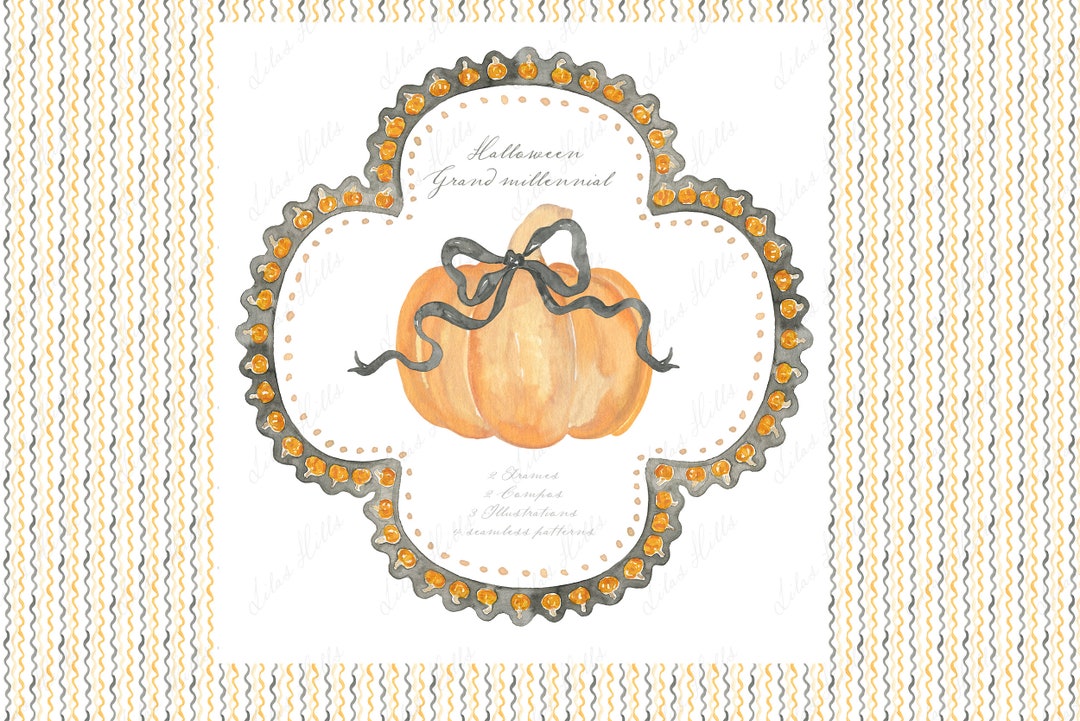 Halloween Grand Millennial DIY Digital Clipart. Frame Bow Digital Paper ...