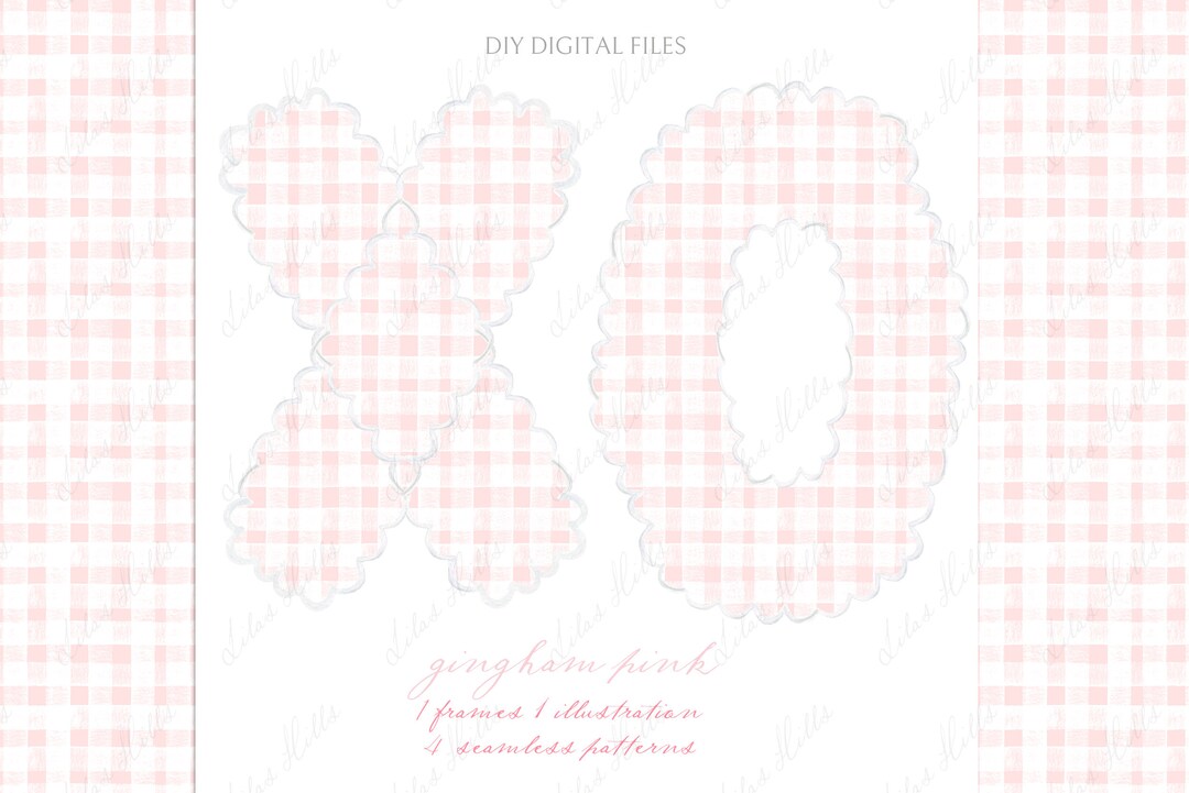 XO Pink Gingham Valentines Day Vintage DIY Digital Clipart. Baby Shower ...