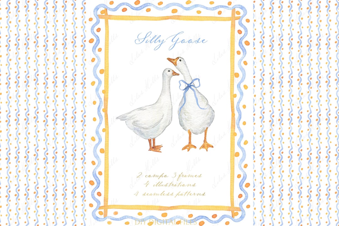 Silly Goose DIY Digital Toile Greenery Paper Frames White Goose ...