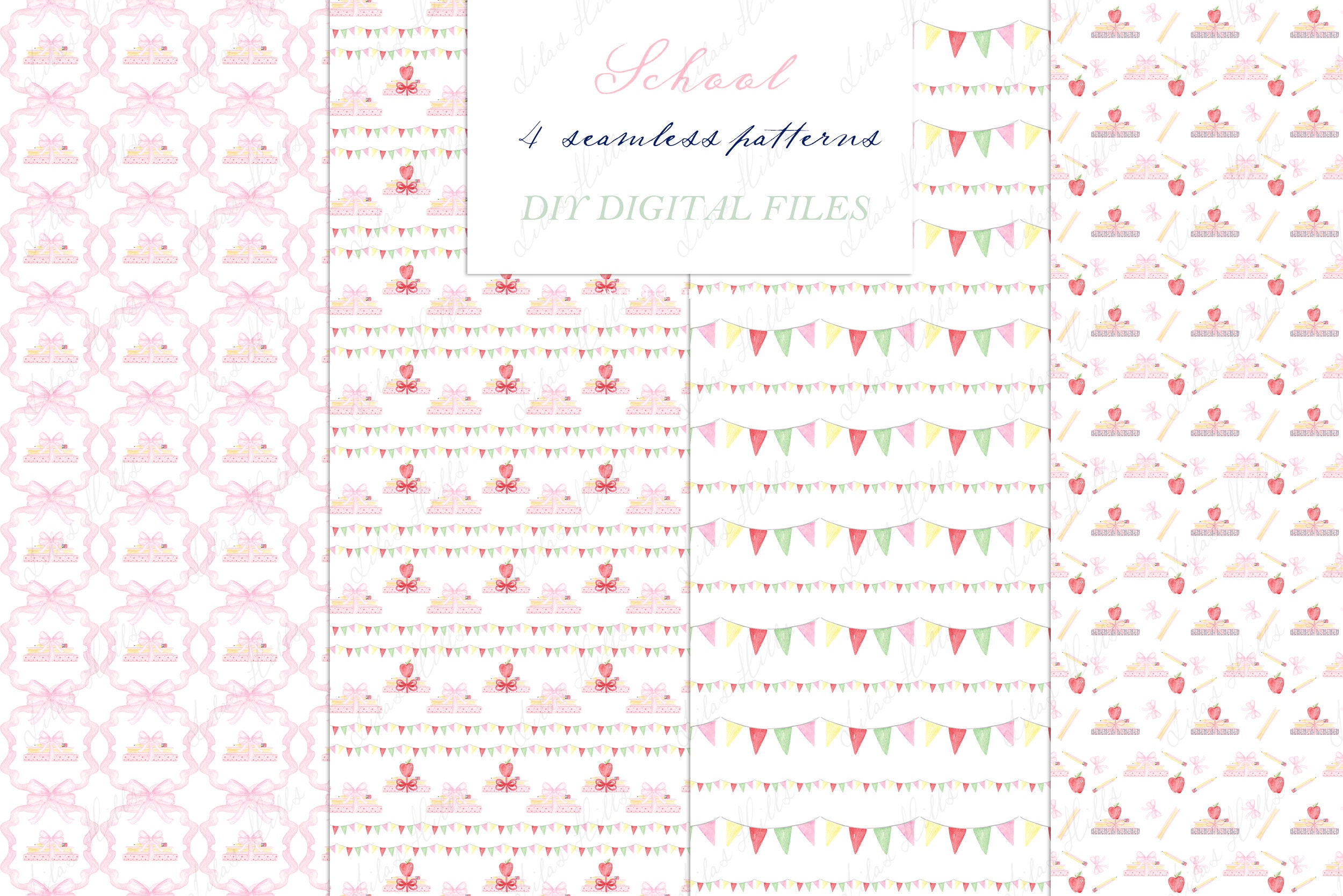 Teacher School Grand Millennial DIY Digital Clipart. Digital Paper ...