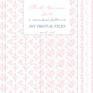 Pink Faience Toile Vintage DIY Digital Paper Frames Watercolor Clipart ...