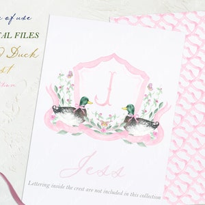 Mallard Duck Pink Wedding Family Crest DIY Light Pink Greenery Digital ...