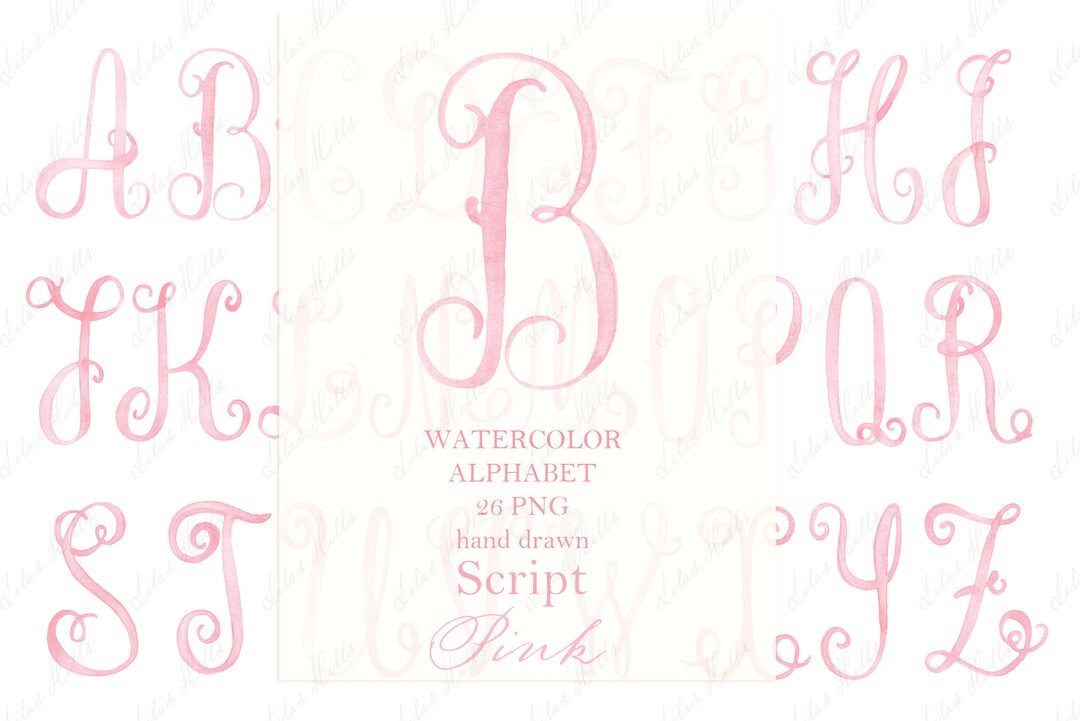 Watercolor Letters for Monogram PNG Calligraphy Script Letters for ...