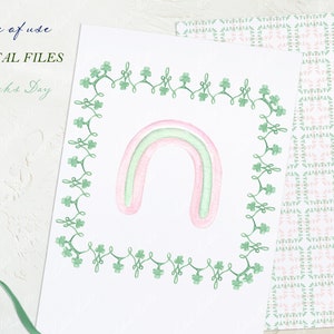 St Patrick's Day DIY Clipart. Pink Green Vintage Card Digital Paper ...