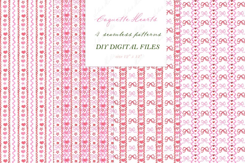 Coquette Heart Frames Clipart, Valentine's Bows (digital Download) - Etsy