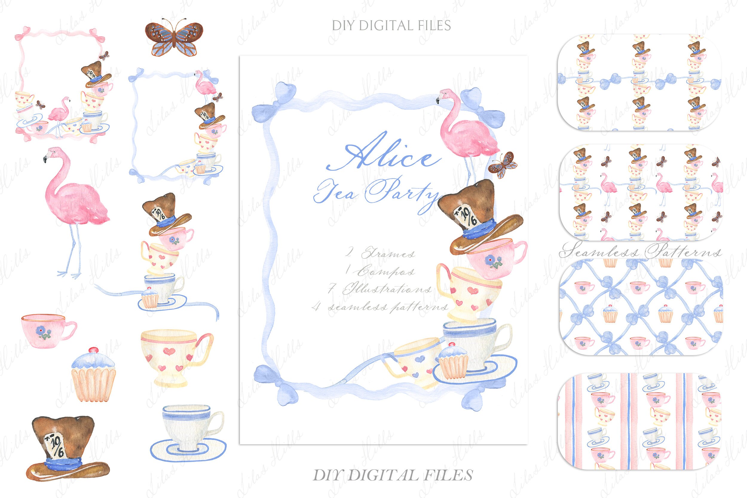 Alice in Wonderland Clipart: Watercolor Tea Party (digital Download) - Etsy