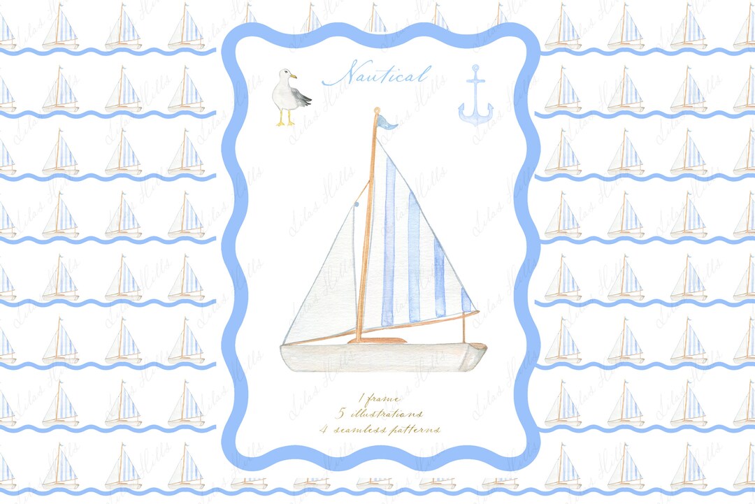 Nautical Baby Shower Sailboat Boy Birthday Party Invite Blue DIY ...