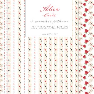 Alice in Wonderland Cards Watercolor Clipart DIY Digital Paper Frames ...