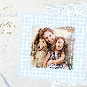 Gingham Pastel Blue Pattern Frames DIY Baby Shower Invitation Digital ...