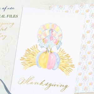 Thanksgiving Pastel Turkey DIY Digital Clipart. Autumn Digital Paper ...