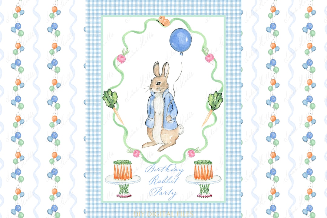 Birthday Rabbit Garden Partydiy Digital Greenery Paper Frames ...