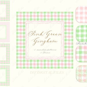 Gingham Pastel Pink Green Pattern Frames DIY Baby Shower Invitation ...