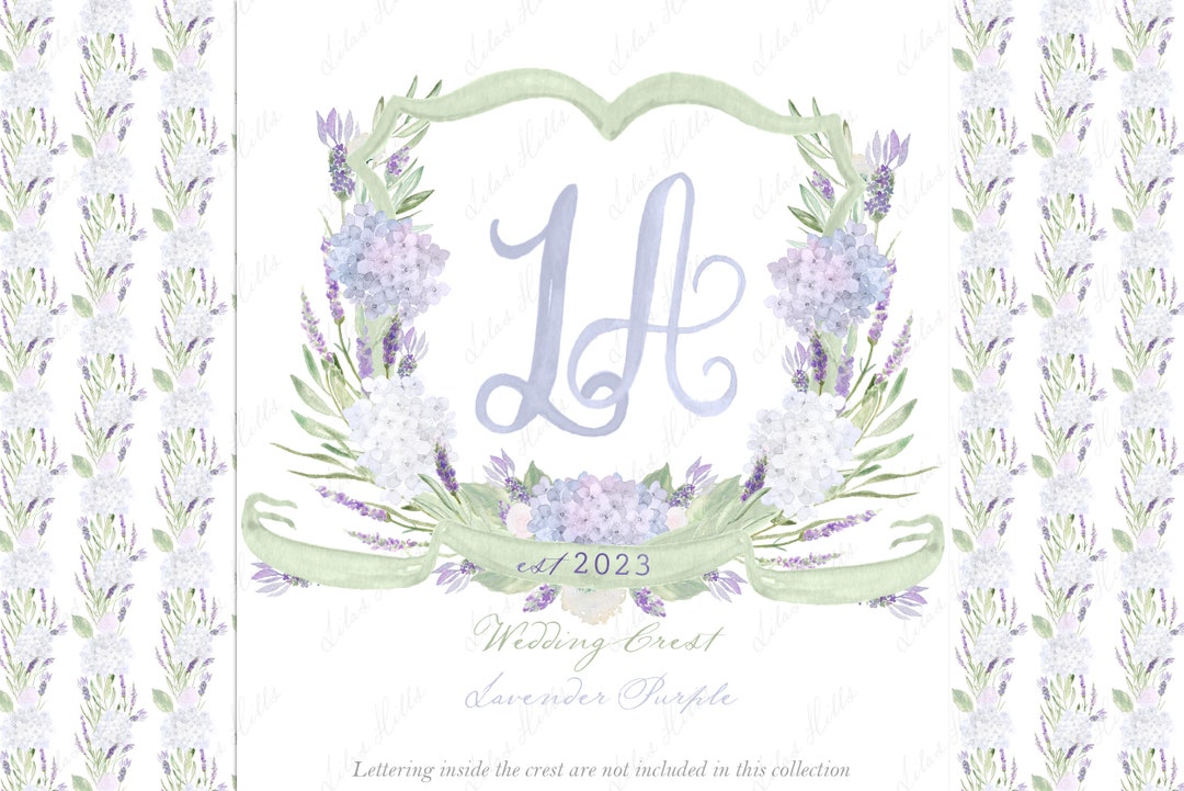 Wedding Family Crest DIY Purple Lavender Green Digital Papers ...