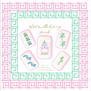 Mahjong Pink Watercolor DIY Clipart Chinoiserie Grand Millennial ...