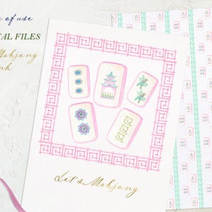 Mahjong Pink Watercolor DIY Clipart Chinoiserie Grand Millennial ...