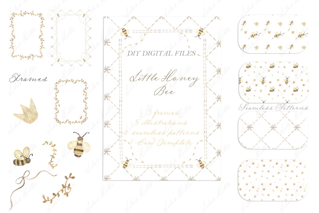 Little Honey Bee. DIY Digital Clipart. Neutral Beige Kids Digital Paper ...