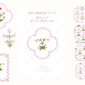 Grand Millennial Botanical Flowers Watercolor DIY Clipart Grand ...