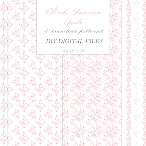 Pink Faience Toile Vintage DIY Digital Paper Frames Watercolor Clipart ...