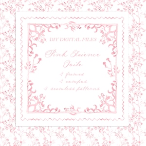 Pink Faience Toile Vintage DIY Digital Paper Frames Watercolor Clipart ...