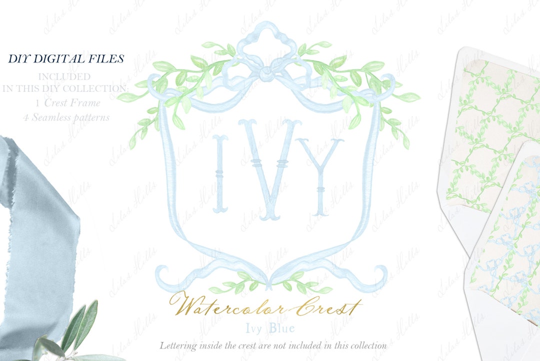 Ivy Branch Watercolor Light Blue Crest Baby Girl DIY Hospital Door Sign ...