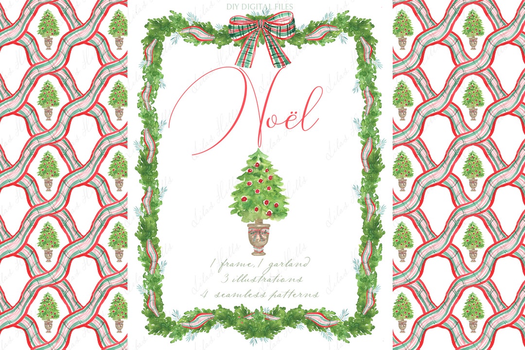 Christmas Plaid Noël . DIY Digital Clipart. Digital Paper Frames ...