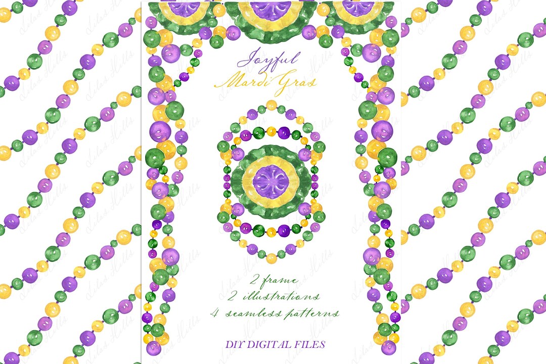 Mardi Gras Joyful Frames DIY Digital Clipart. Vintage Card Digital - Etsy
