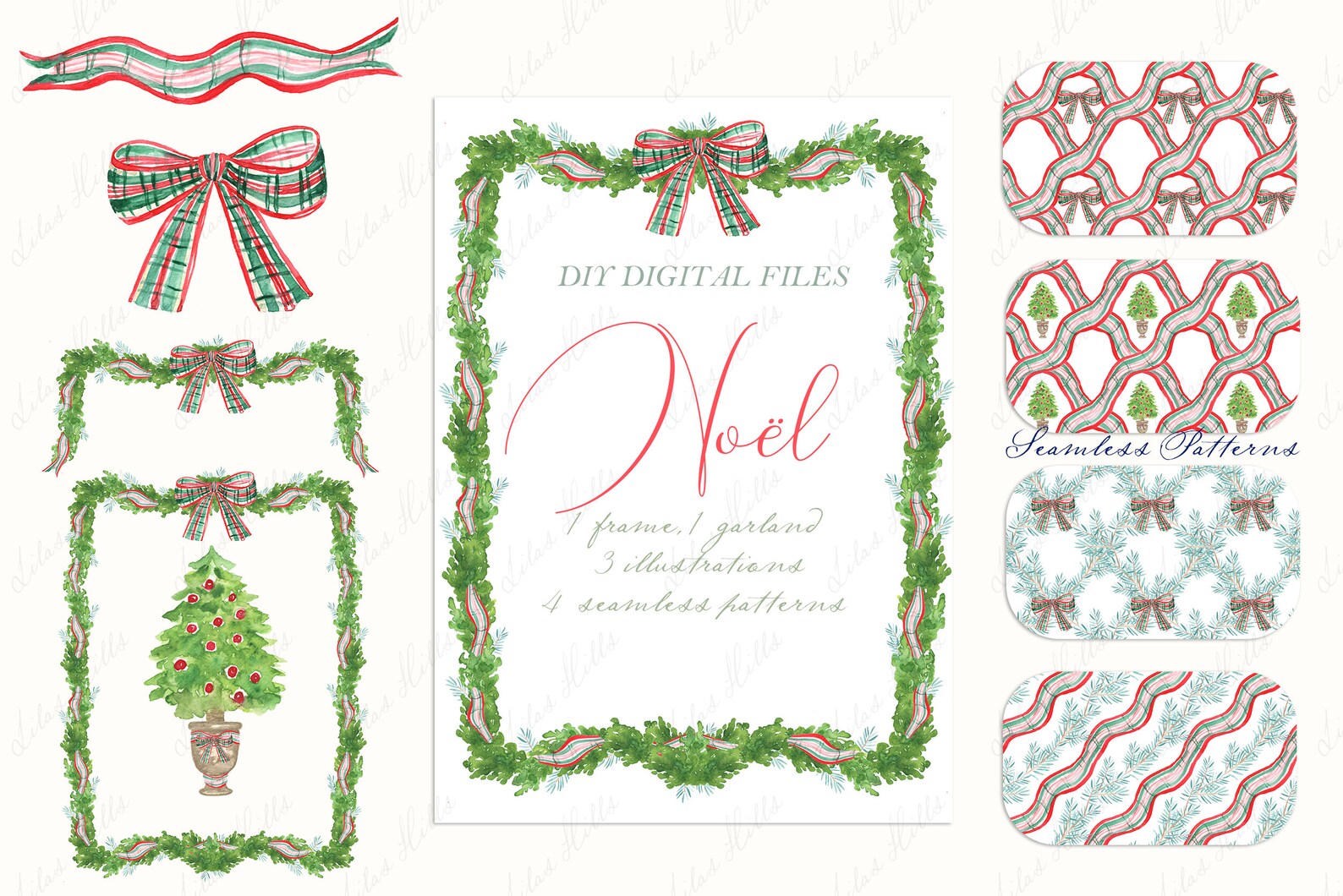 Christmas Plaid Noël . DIY Digital Clipart. Digital Paper - Etsy