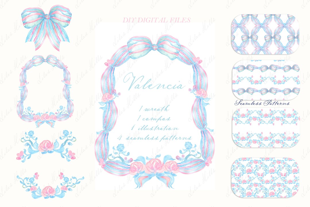 Valencia Light Blue and Pink Baby Shower Grand Millennial Soft Pink ...