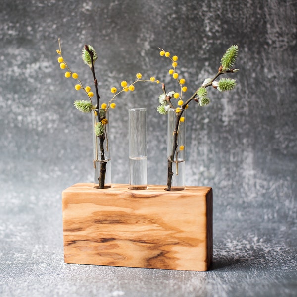 Wood Test Tube Vase - Etsy UK
