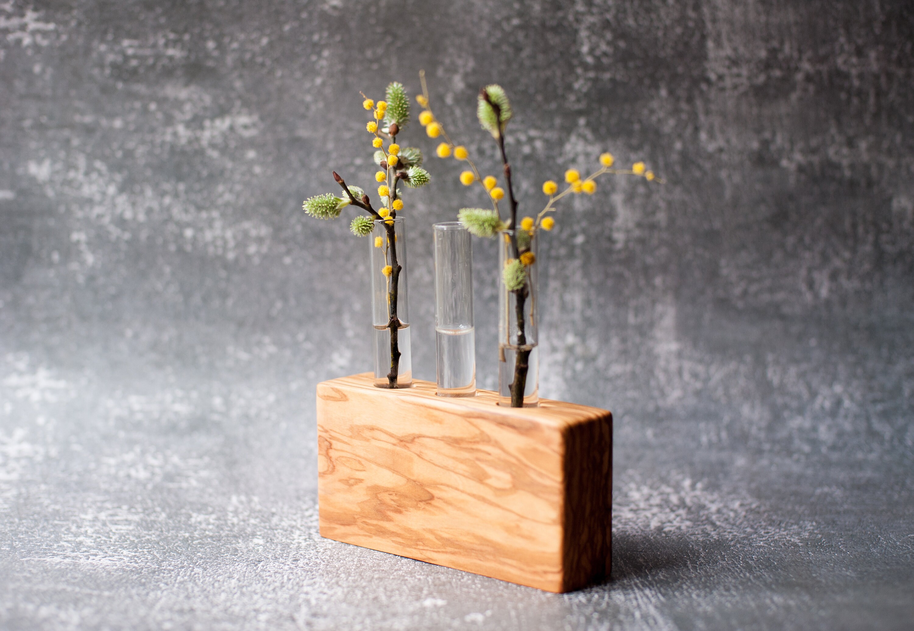 Wooden Test Tube Vase. Olive Wood Table Vase. Propagation Station ...