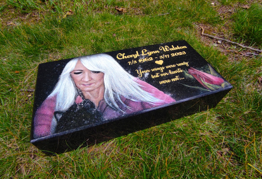 16x8x3, Color Portrait, Granite Headstone, Cemetery Memorial, Grave Marker, Tombstone, Engraved ...