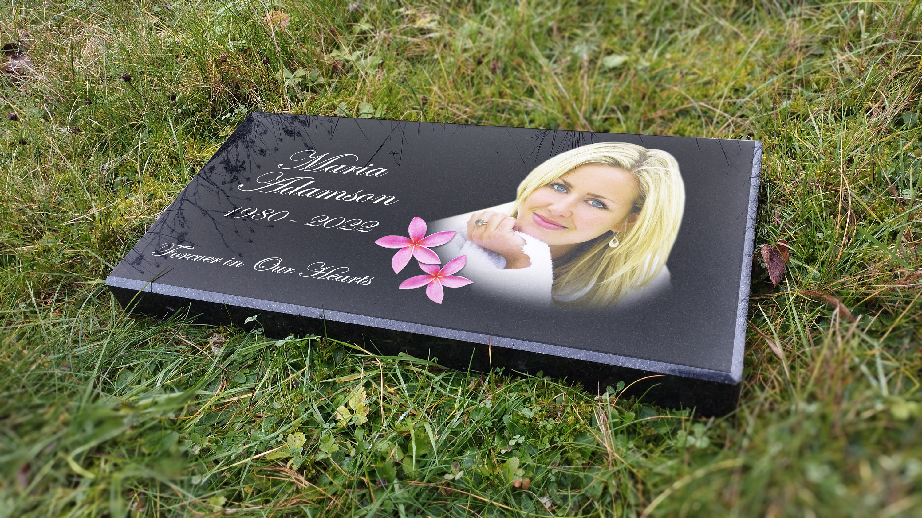 16x8x3, Color Portrait, Granite Headstone, Cemetery Memorial, Grave ...
