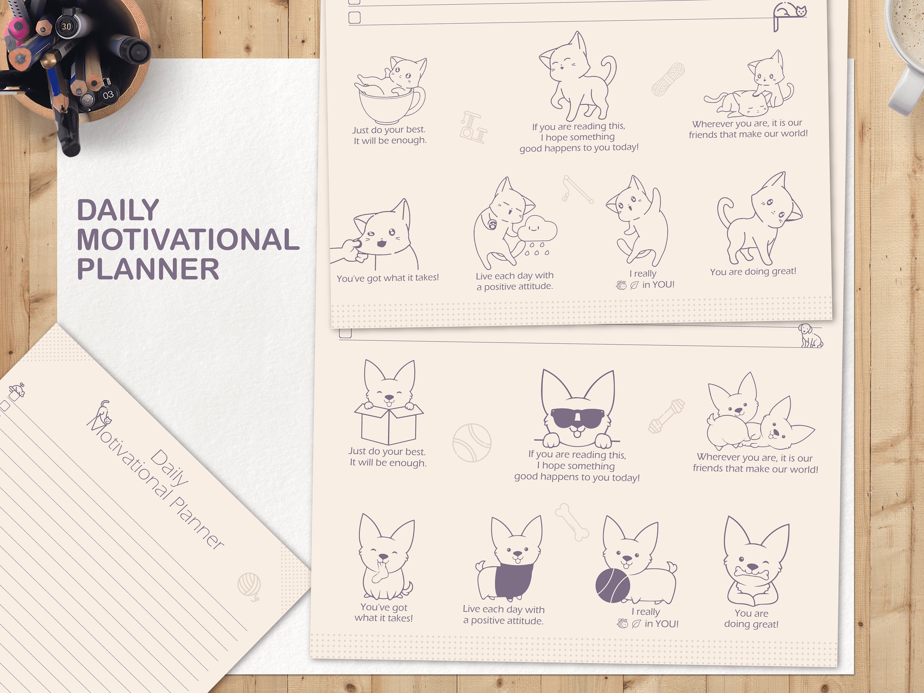 Daily Motivational Planner Printable, Productivity Planner, Daily to Do ...