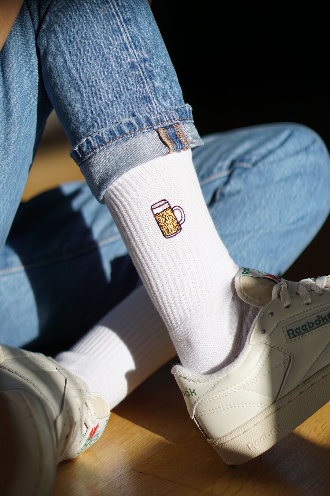 Beer Mug I Organic Embroidered Cotton Socks - Etsy