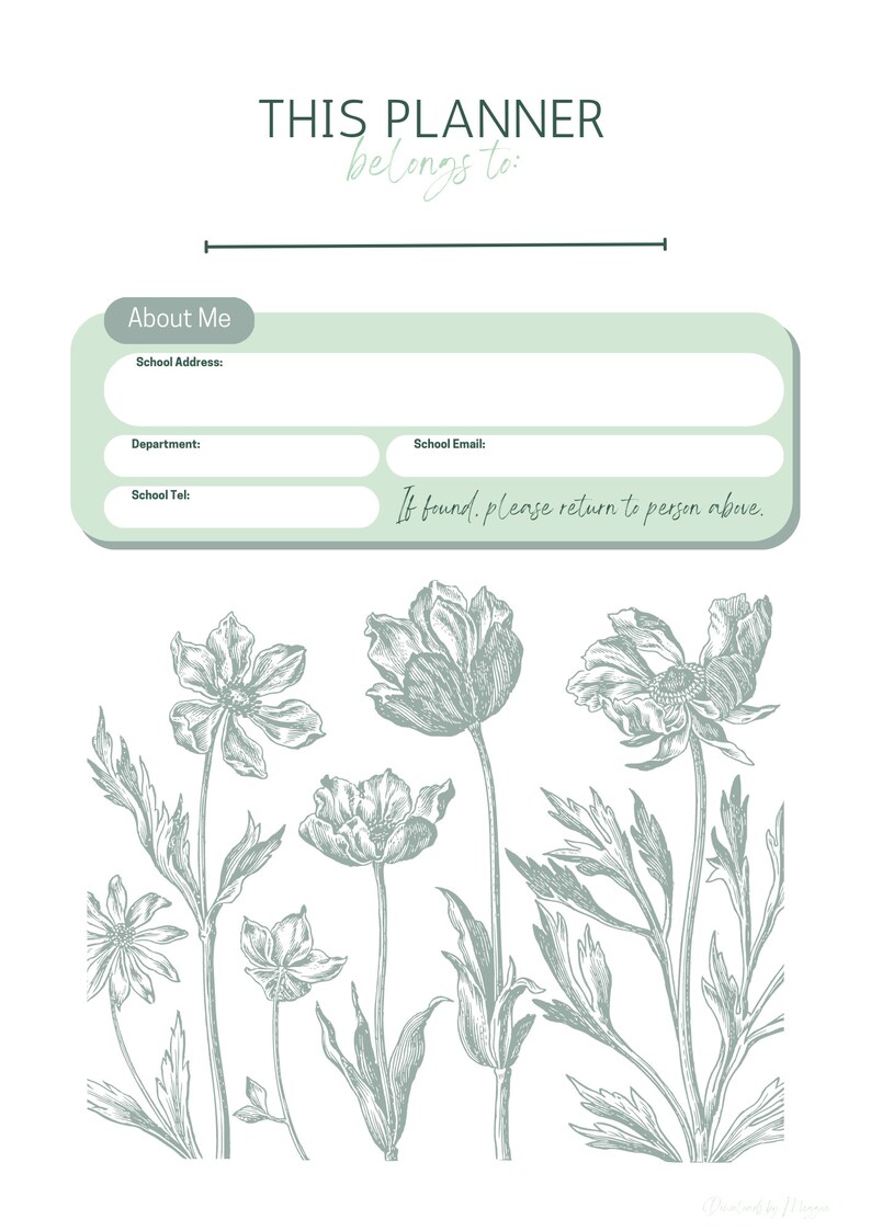 Teacher Planner / Floral Green Design / Academic Planner / Home ...