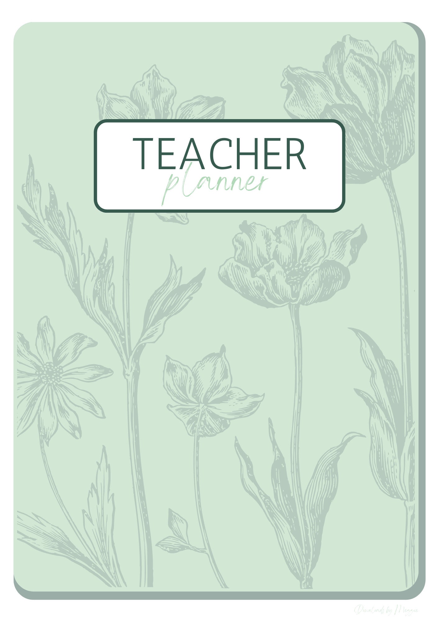 Teacher Planner / Floral Green Design / Academic Planner / Home ...