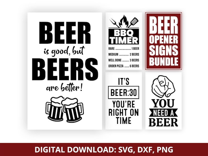 4 Beer Opener Signs Bundle - Part 2 - SVG, DXF & PNG Files for Wood ...