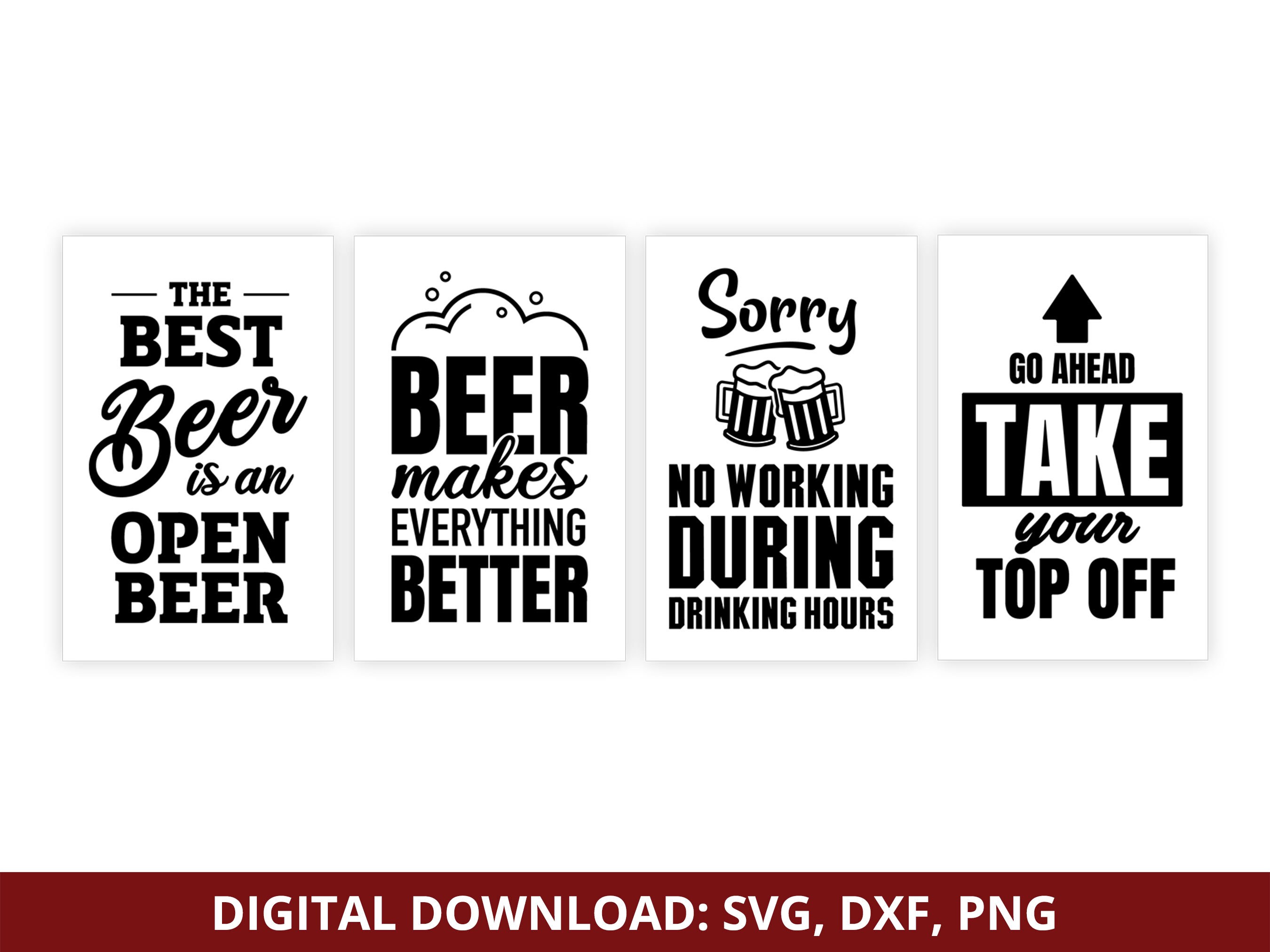 4 Beer Opener Signs Bundle SVG, DXF & PNG Files for Wood, Laser, Cut ...
