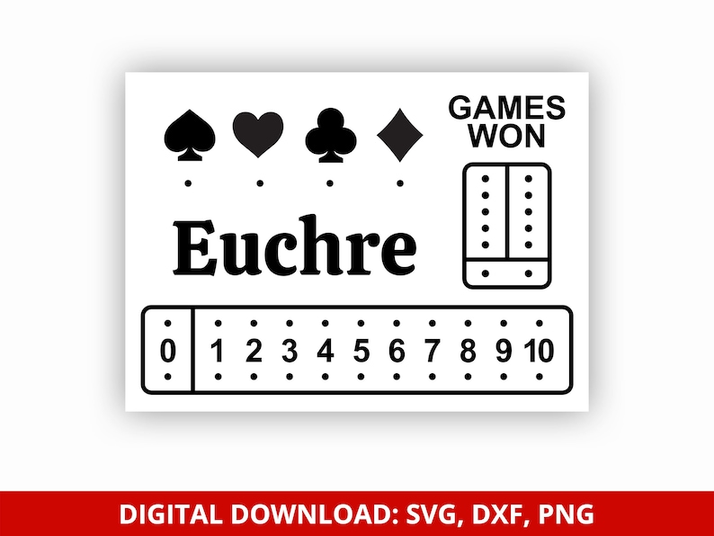 Elevate Game Nights: Euchre Scoreboard SVG, DXF & PNG Files for Wooden ...