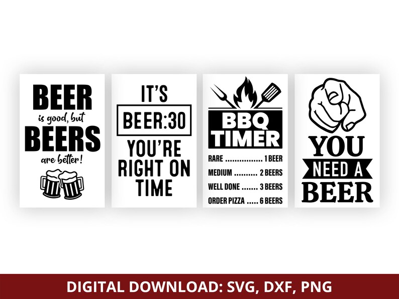 4 Beer Opener Signs Bundle - Part 2 - SVG, DXF & PNG Files for Wood ...