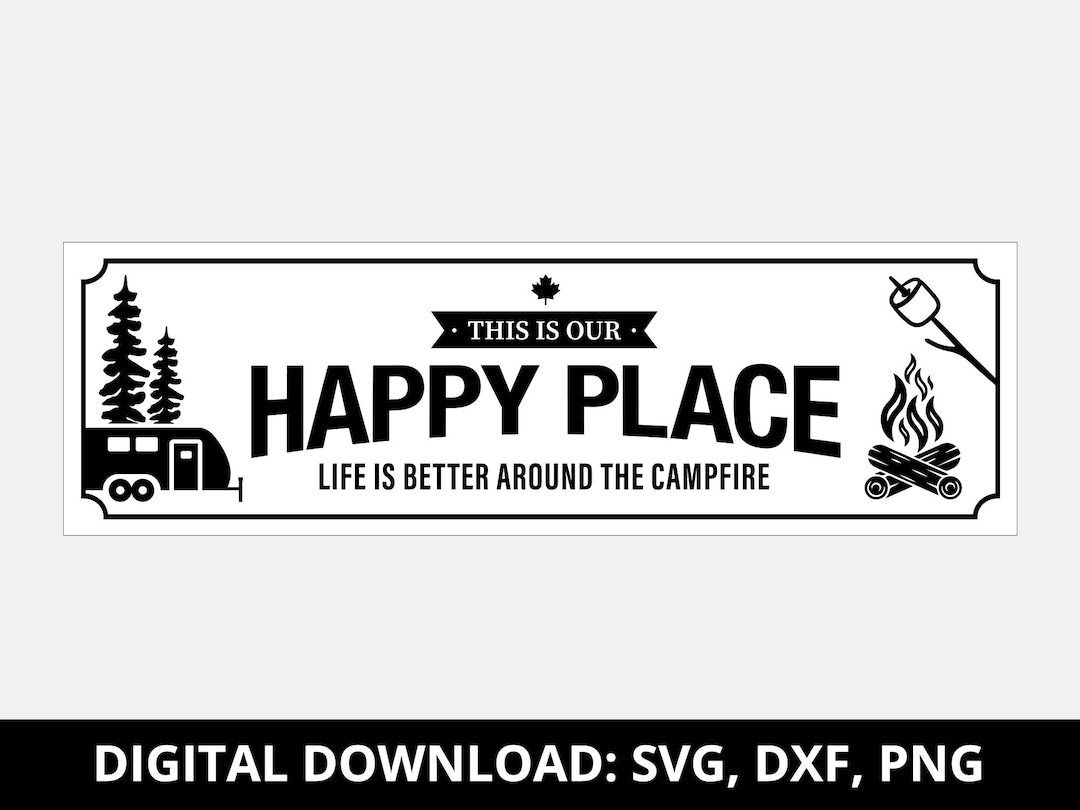 Happy Place Camping Sign / Campsite Post Sign / Trailer or Rv Sign ...