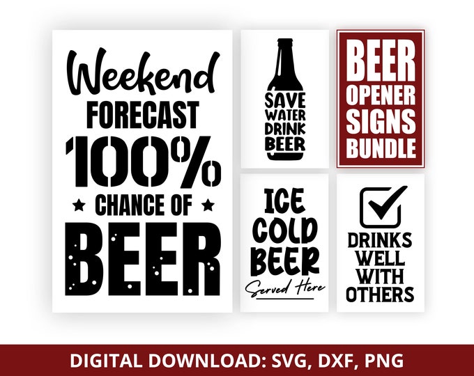 4 Beer Opener Signs Bundle - Part 2 - SVG, DXF & PNG Files for Wood ...