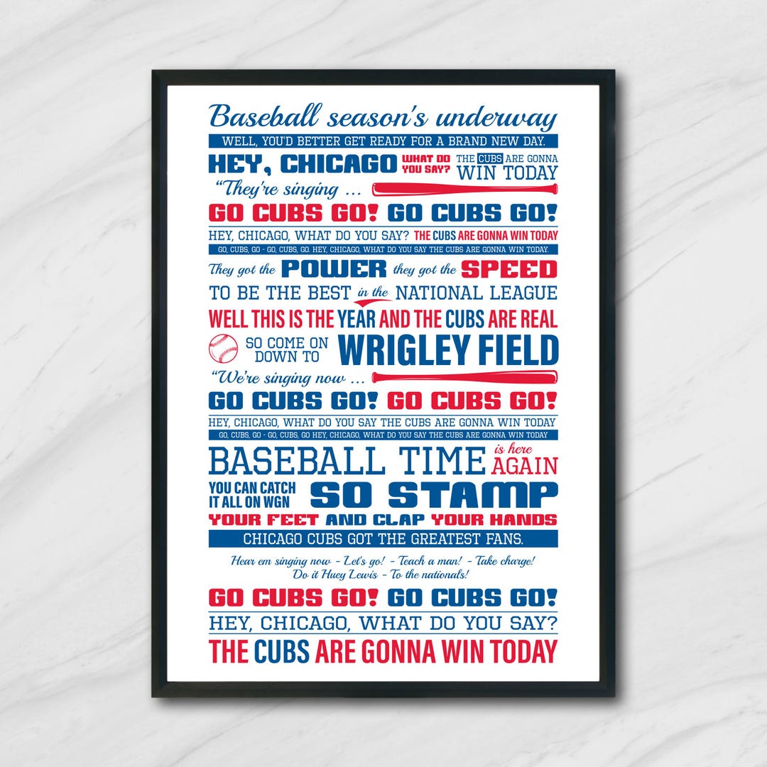 Cubs Victory Song Poster, Chicago Fight Song, Go Cubs Go Posters, Cubs ...