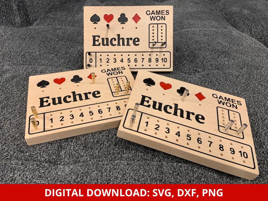 Elevate Game Nights: Euchre Scoreboard SVG, DXF & PNG Files for Wooden Boards, Euchre Score ...