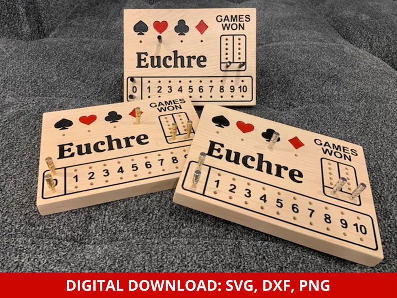 Elevate Game Nights: Euchre Scoreboard SVG, DXF & PNG Files for Wooden ...