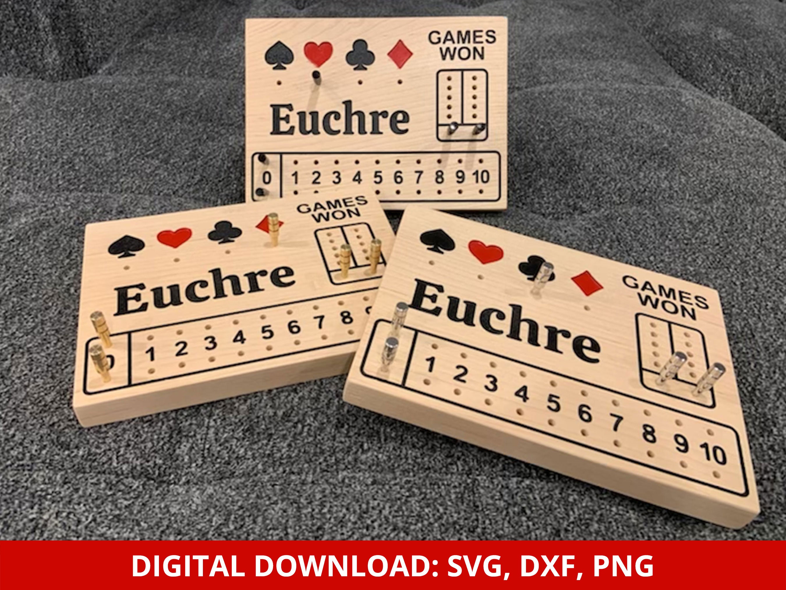 Elevate Game Nights: Euchre Scoreboard SVG, DXF & PNG Files for Wooden ...